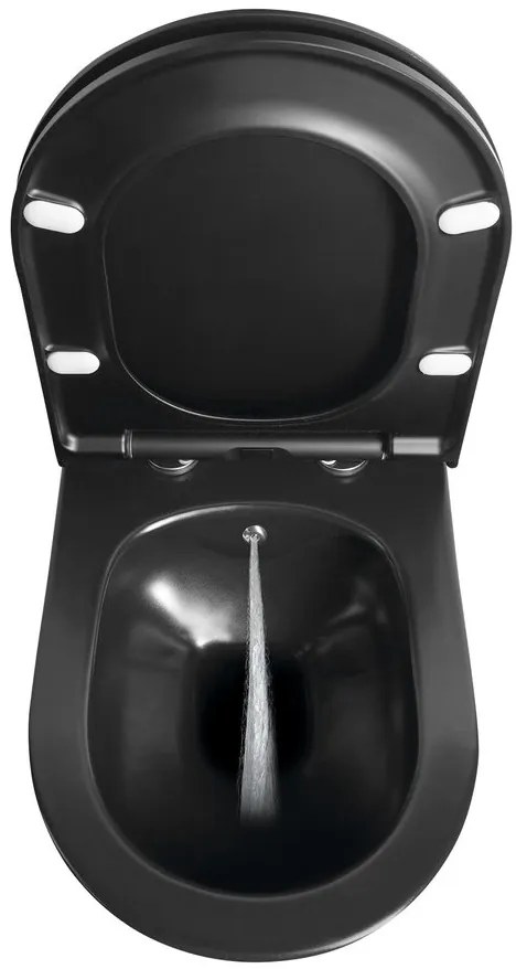 Sapho, AVVA závěsná WC mísa s bidet. sprškou, Rimless, 35,5x53 cm, černý matný