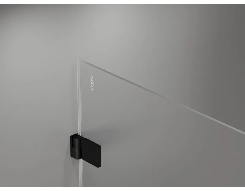 Mexen Lunar-B pravostranný výklopný sprchový kout 100 x 70 cm, čiré sklo, černá matná, 832-100-070-70-00-P