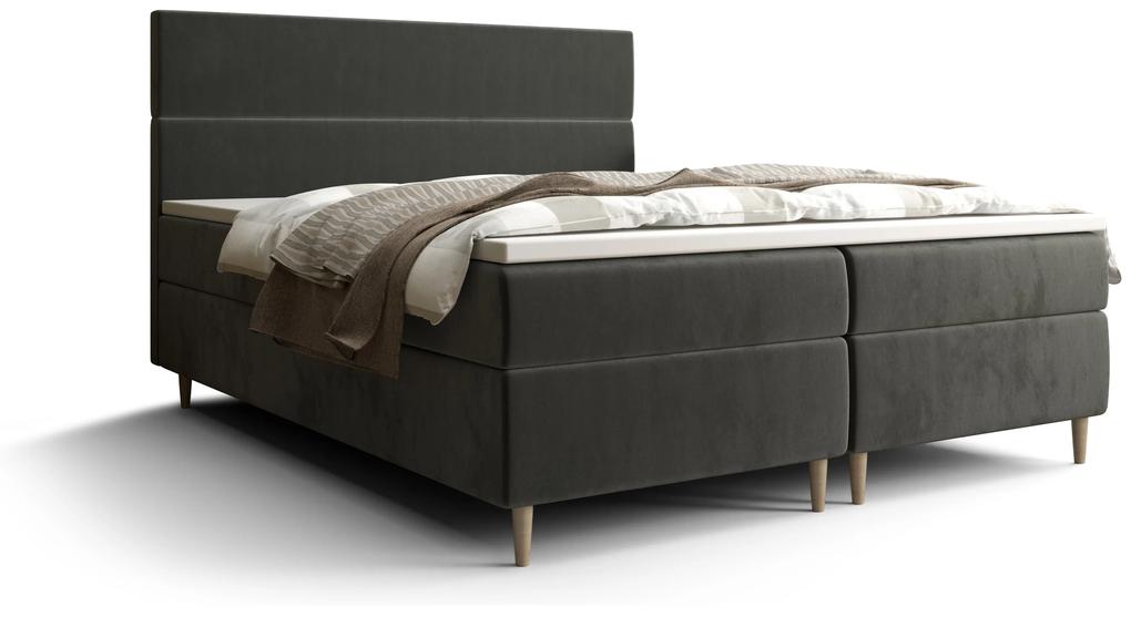 Manželská postel Boxspring 160 cm Flu Comfort (tmavě šedá) (s matrací a úložným prostorem). 1055930