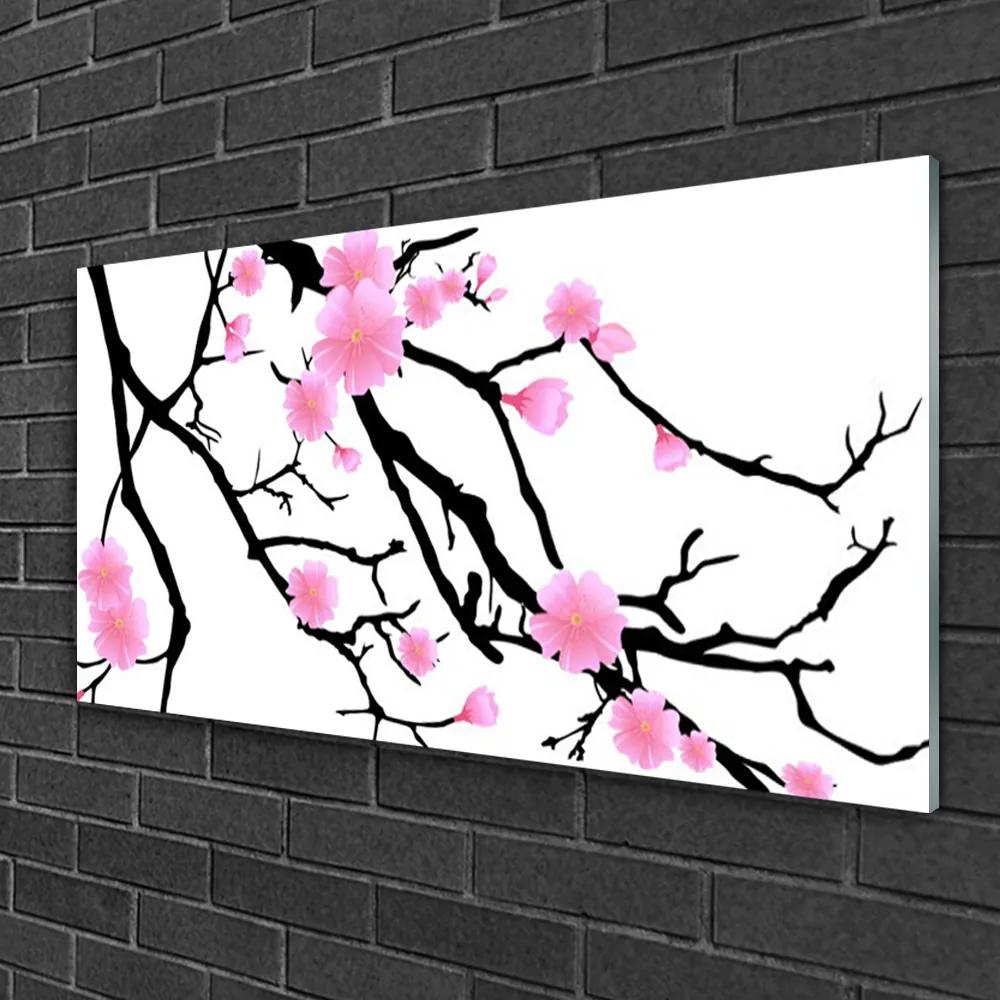 Obraz na skle Stonky Květiny Umění 120x60 cm