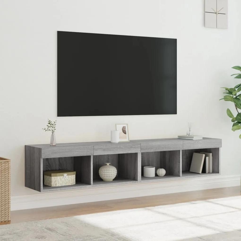 TV skříňky s LED osvětlením 2 ks šedé sonoma 80 x 30 x 30 cm - Default Title