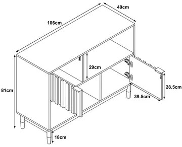 Široká drážkovaná komoda TURRO