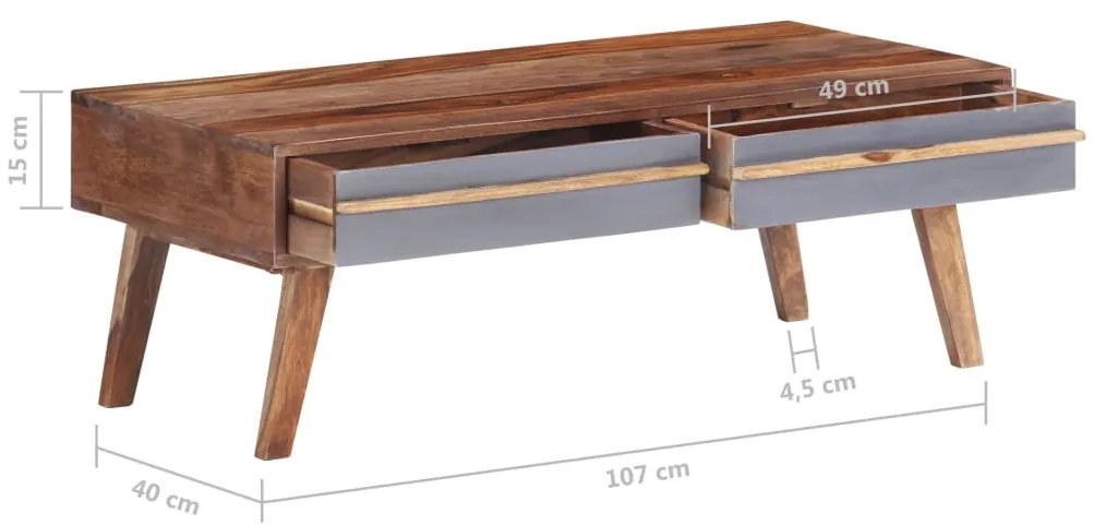 vidaXL Marketos Konferenční stolek šedý 110 x 50 x 40 cm masivní dřevo
