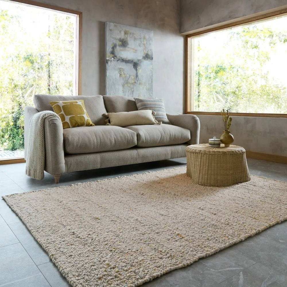 Žlutý/světle šedý ručně tkaný koberec 160x230 cm Finley – Flair Rugs