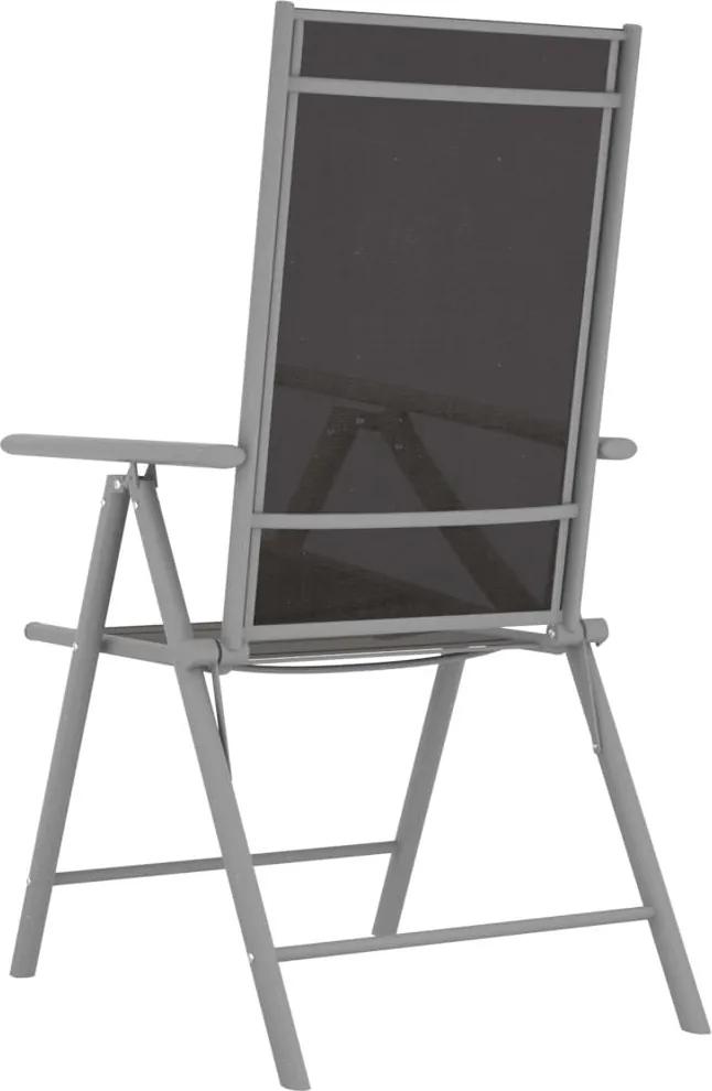 vidaXL Skládací zahradní židle 2 ks textilen černé [312181] Barva: Černo-stříbrný