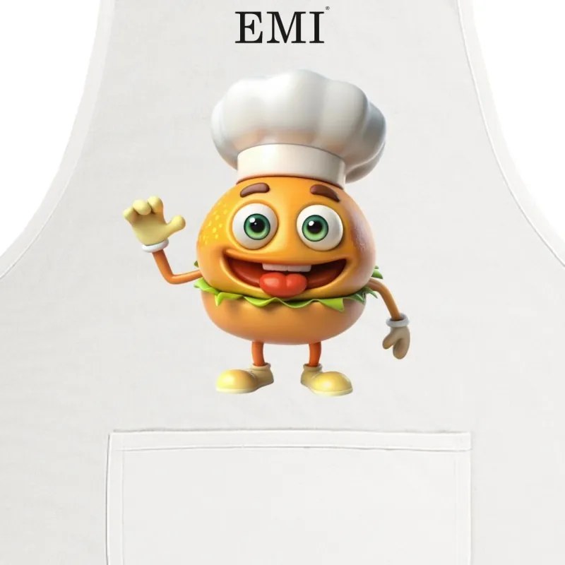 Kuchyňská zástěra Burger EMI, Bílá