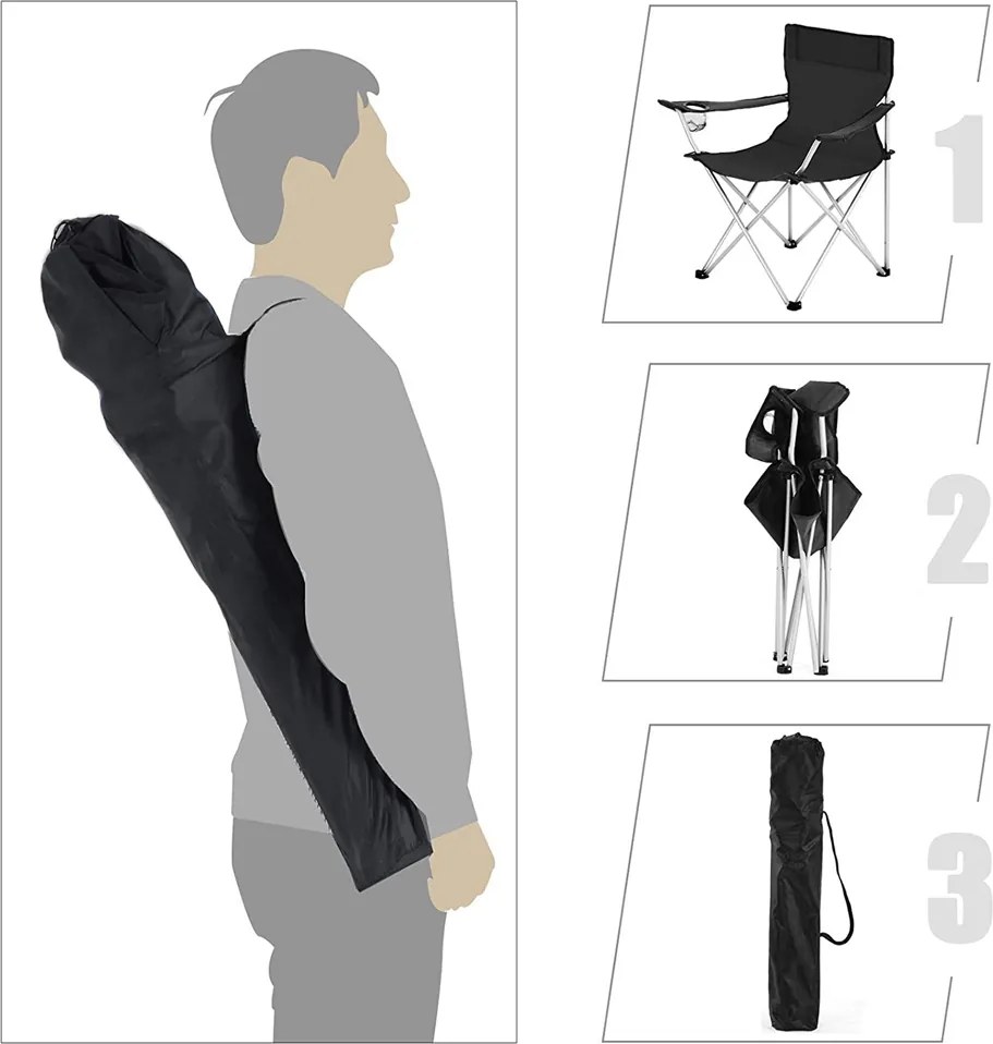 Kempingové židle ROVER, set 2ks, černá SongmicsHome