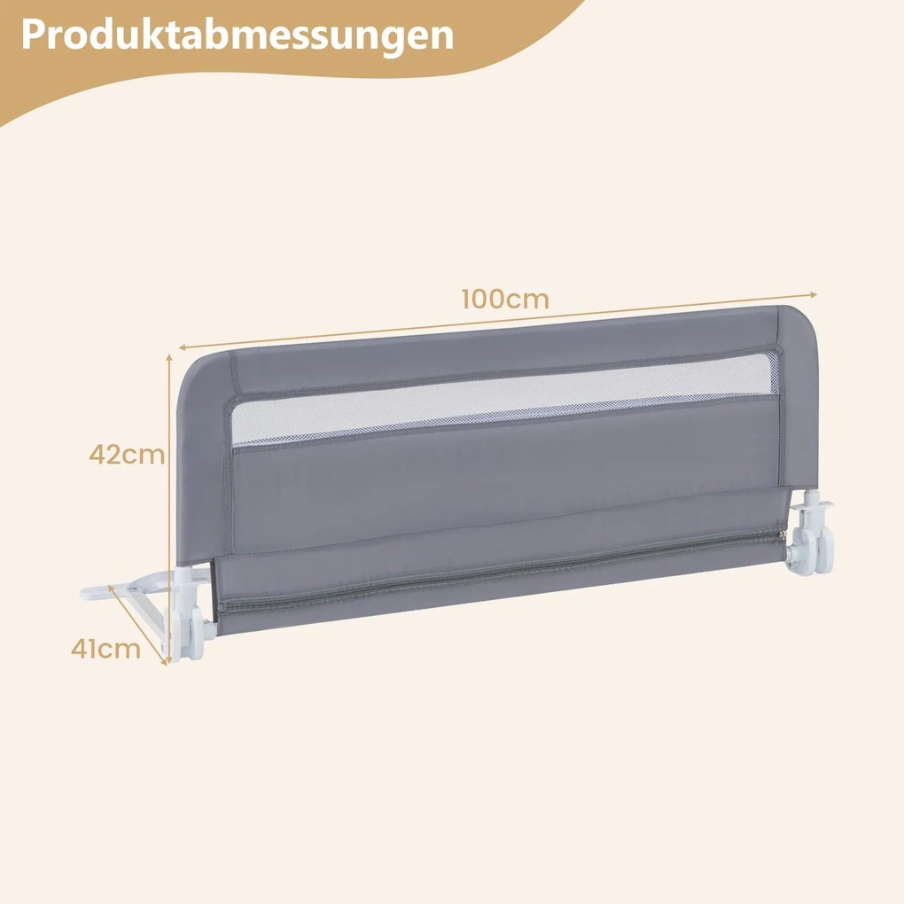 Costway Zábrana na postel pro batolata 100 cm skládací zábrana na dětskou