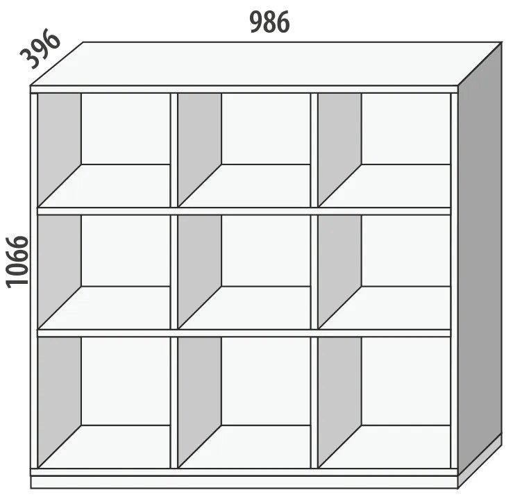 Policový regál 3x3 Domestav D619 Materiál: Buk cink, Povrchová úprava: Moření