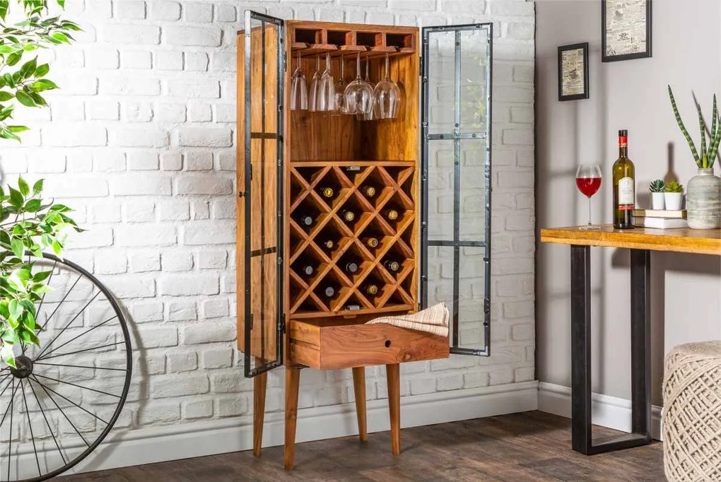 Regál na víno Winebar 145 cm akácie