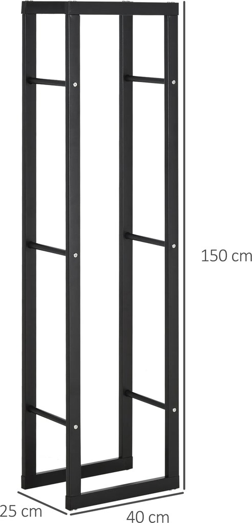 HOMCOM Držák na dřevo Metal 40 x 25 x 150 cm Úložná pomůcka na dřevo Ocelový rám až do 100 kg Přístřešek na dřevo Venku Dřevěný rack pro zahradu a te…