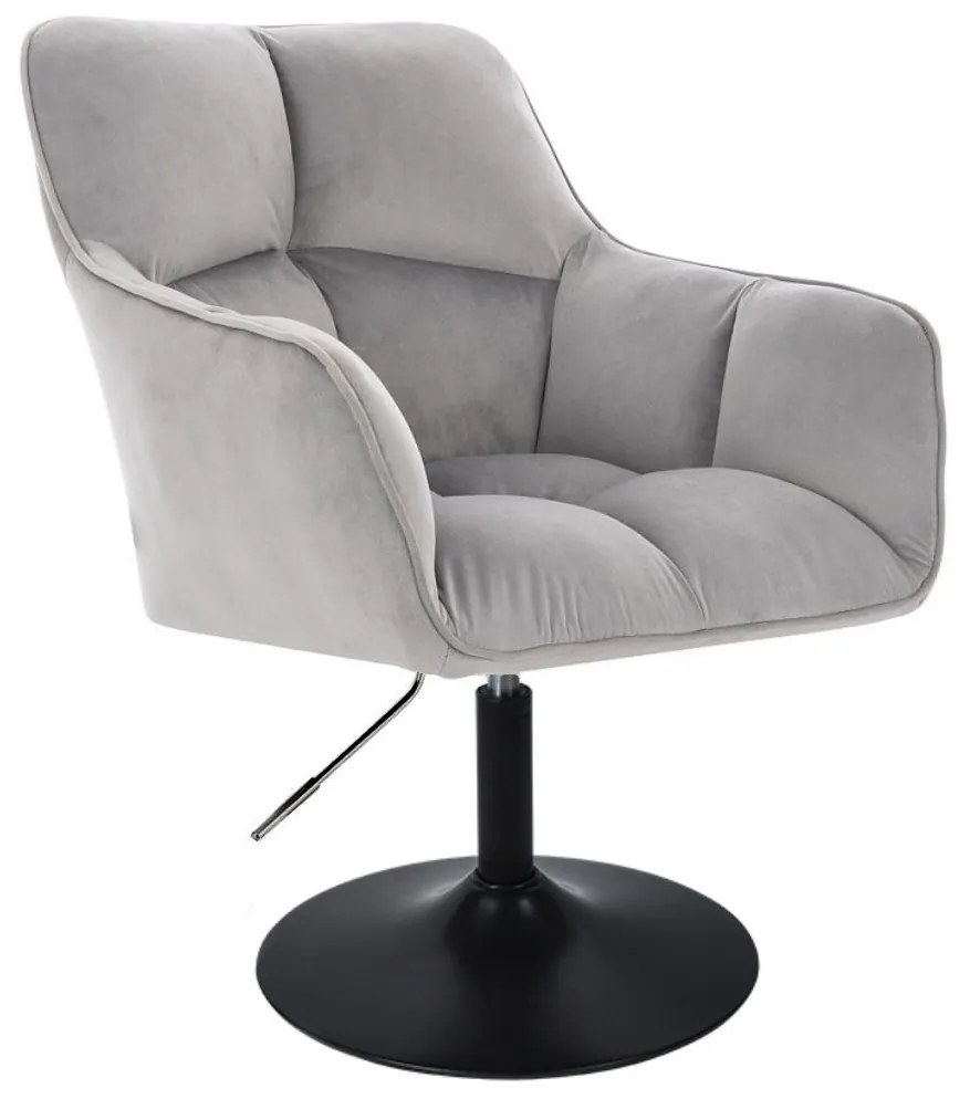 LuxuryForm DESIGN Otočné křeslo AMALFI VELUR na černém talíři - světle šedé