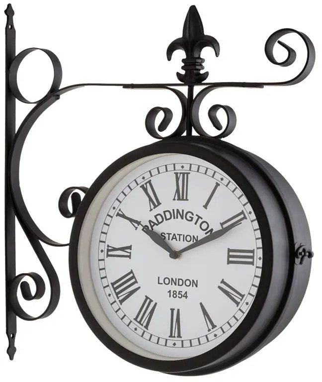 Paddington, nástěnné hodiny, staniční hodiny, zahradní hodiny, 41 x 45 x 11 cm, vintage