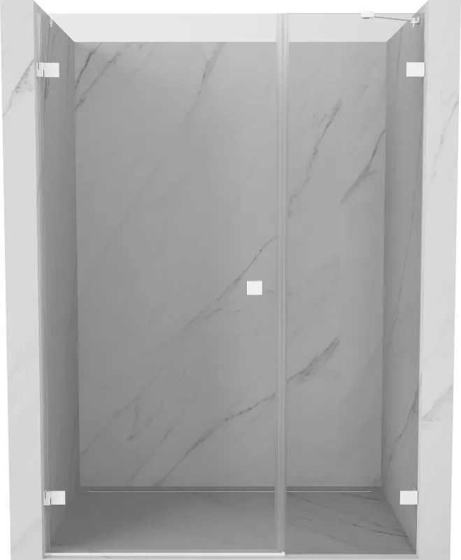 Mexen Lunar-B, levé otočné sprchové dveře 130 cm, 8mm čiré sklo, bílý profil, 832S-130-050-20-00-L