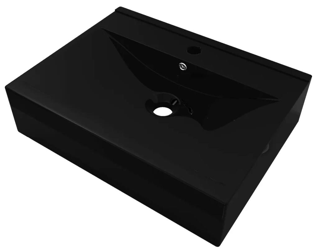 Keramické umyvadlo obdélníkové černé s otvorem na baterii 60 x 46 cm