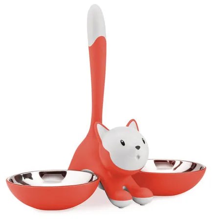 Dvojmiska pro kočky Tigrito Red Orange Alessi
