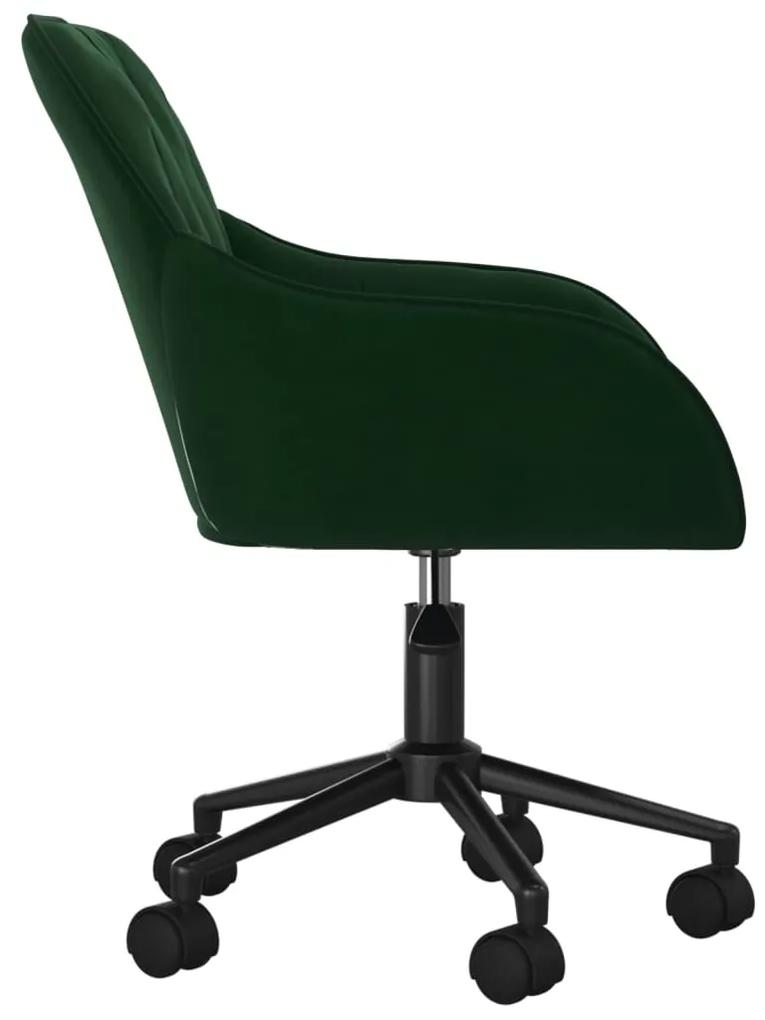 Otočná kancelářská židle tmavě zelená samet