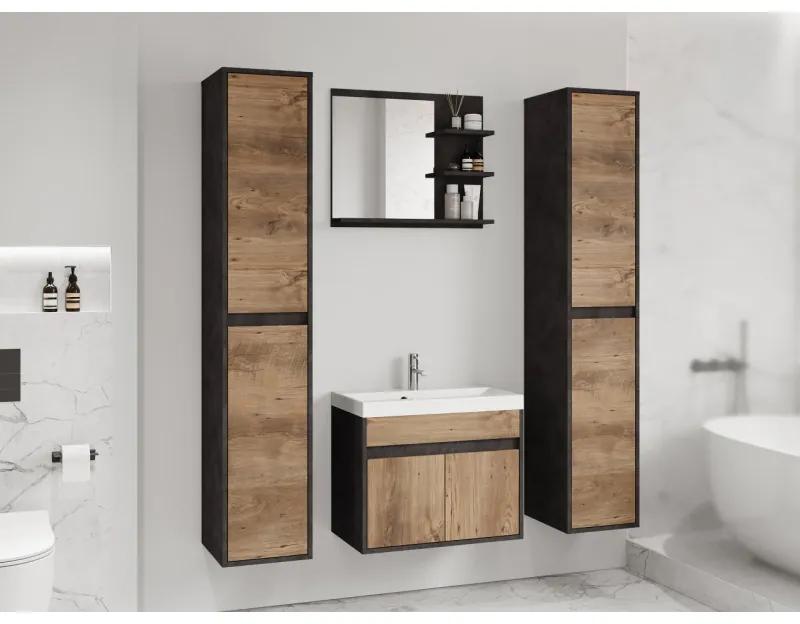 Koupelnový nábytek Garmuzo XL, Barva: bodega / bodega + černý grafit, Sifon k umyvadlu: ano, Baterie: ne