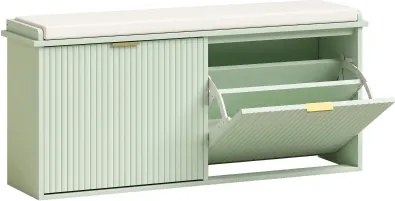 HOMCOM botník s polstrovaným sedákem a skládacím prostorem do chodby, ložnice, 104 x 26 x 47,5 cm, zelený