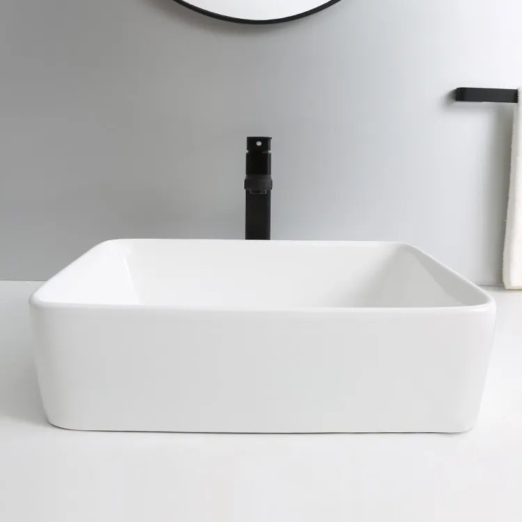 Erga Kamilah, umyvadlo na desku 480x370x130 mm, bílá lesklá, ERG-V03-9103B-WH