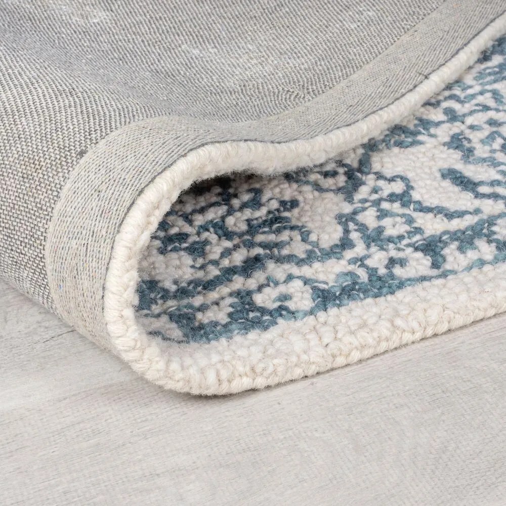 Kusový koberec Wool Loop Yasmin Ivory/Blue, 120x170, modrá, kancelária, Flair Rugs
