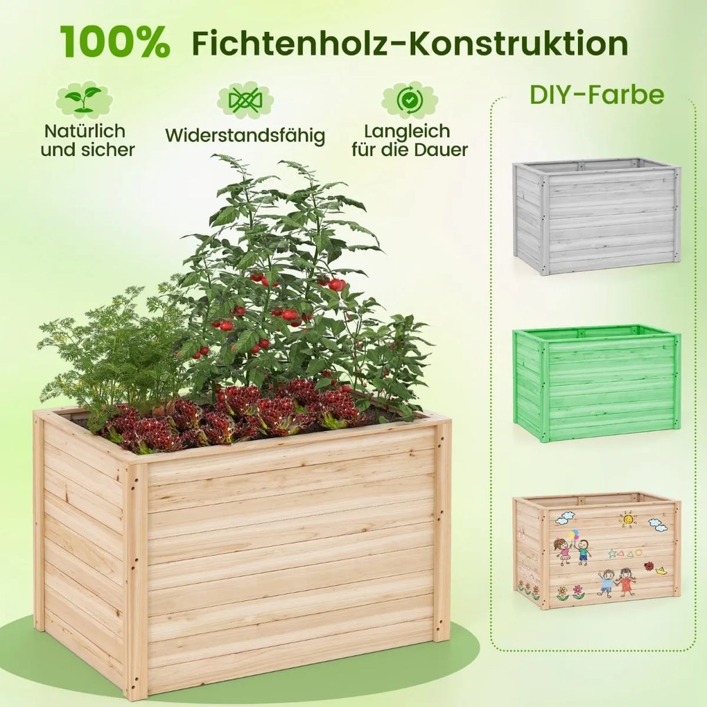 Costway Vyvýšený záhon dřevěný zahradní záhon hluboký květináč s otevřeným dnem