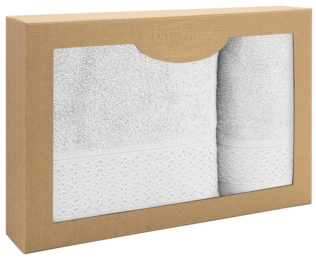 BAVLNĚNÉ RUČNÍKY SOLANO SADA 1 KS 50X90 CM, 1 KS 70X140 CM BÍLÁ