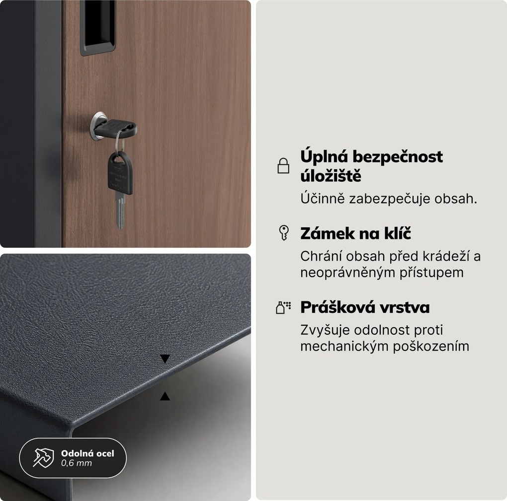 Šatní skříňka BHP, zaměstnanecká, jednotlivá, 2 schránky s tyčí, antracitová/ořech, 316,5x1850x450 mm: IGOR 1 Plus Eco Design