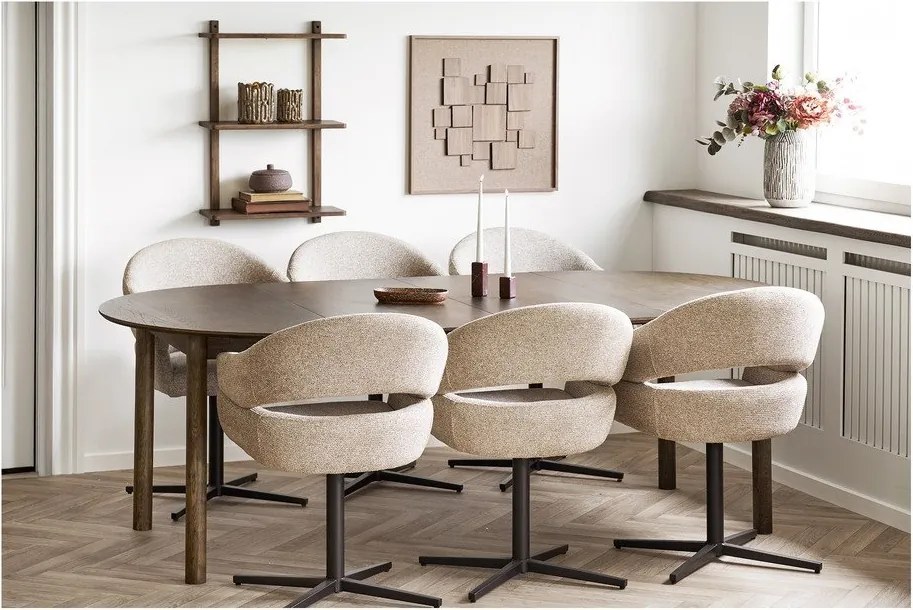 Kulatý rozkládací jídelní stůl s přídavnou deskou v dekoru dubu 120x220 cm Bundaberg – House Nordic