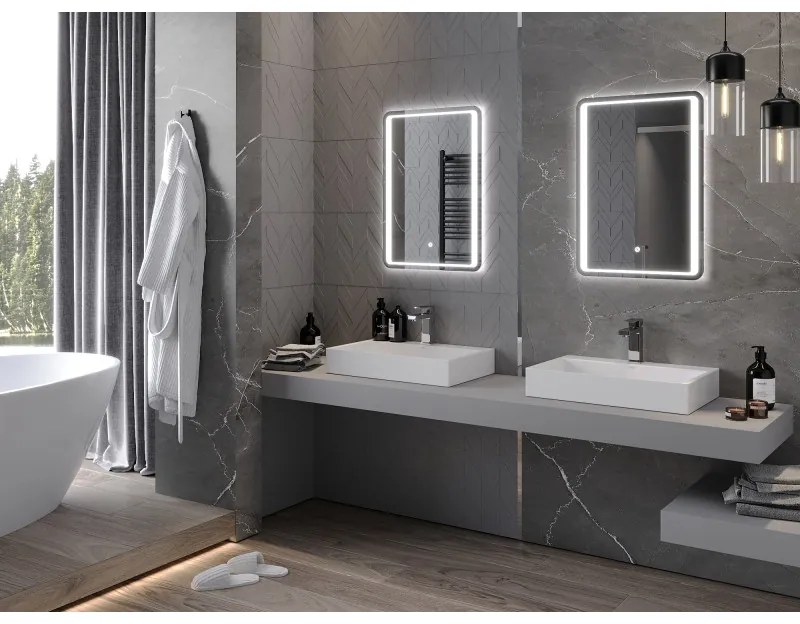 Mexen Zusa, LED koupelnové zrcadlo s podsvícením 50x70 cm, 6000K, ochrana proti zamlžování, 9808-050-070-611-00