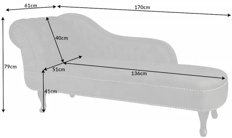 Noble Home Šedá sametová lenoška Chesterfield 170 cm