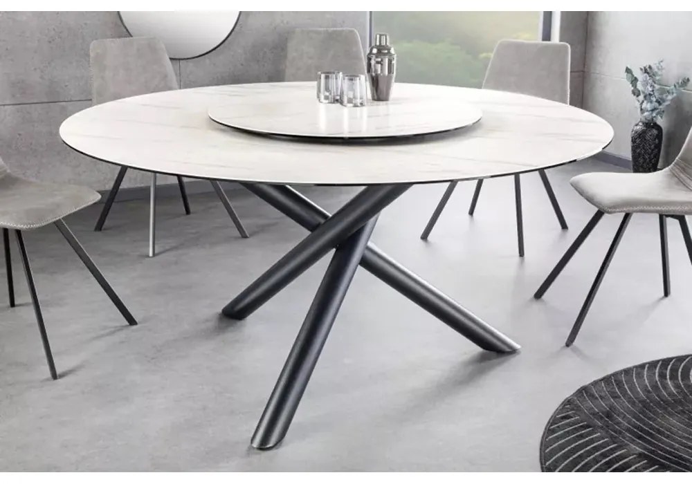 Massive home | Kulatý jídelní stůl SPIN WHITE 150 CM keramika otočný