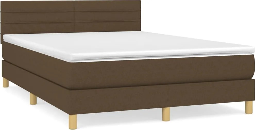 Box spring postel s matrací tmavě hnědá 140x190 cm textil 3140692