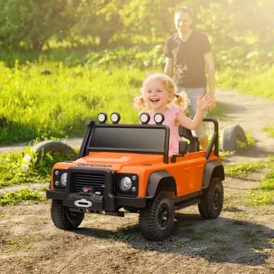 AIYAPLAY Dětské elektrické auto, 12V bateriový pohon, dálkové ovládání, hudební funkce, klakson, LED světla, oranžová