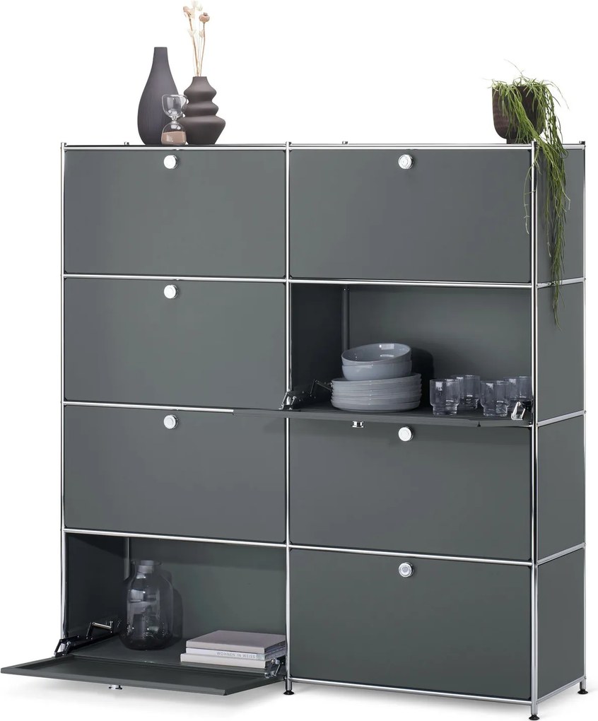 Tchibo - Vysoká skříňka CN3 s 8 výklopnými dvířky - barva: chrom