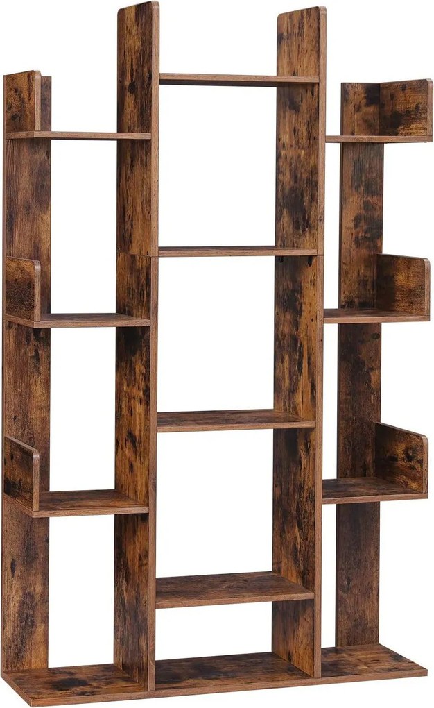 Knihovna, dřevěná knihovna se 13 úložnými policemi, 86 x 25 x 140 cm