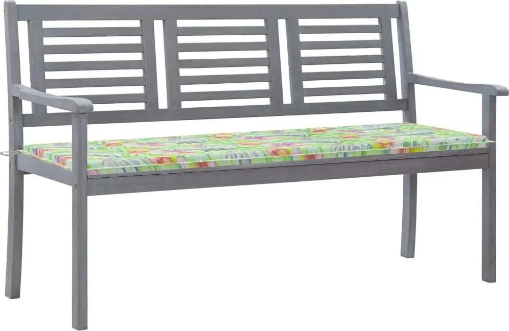vidaXL 3místná zahradní lavice s poduškou 150 cm eukalyptus [3061060] Barva: Béžová