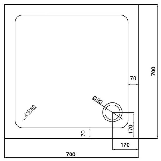 BPS-koupelny Čtvercový sprchový kout HYD-SK93D 70x70 chrom/transparent + vanička HYD-SSV-ST02C bílá