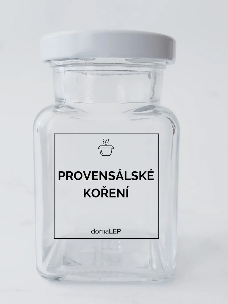 Samolepka na kořenky PROVENSÁLSKÉ KOŘENÍ průhledná 5 × 5 cm tučné písmo