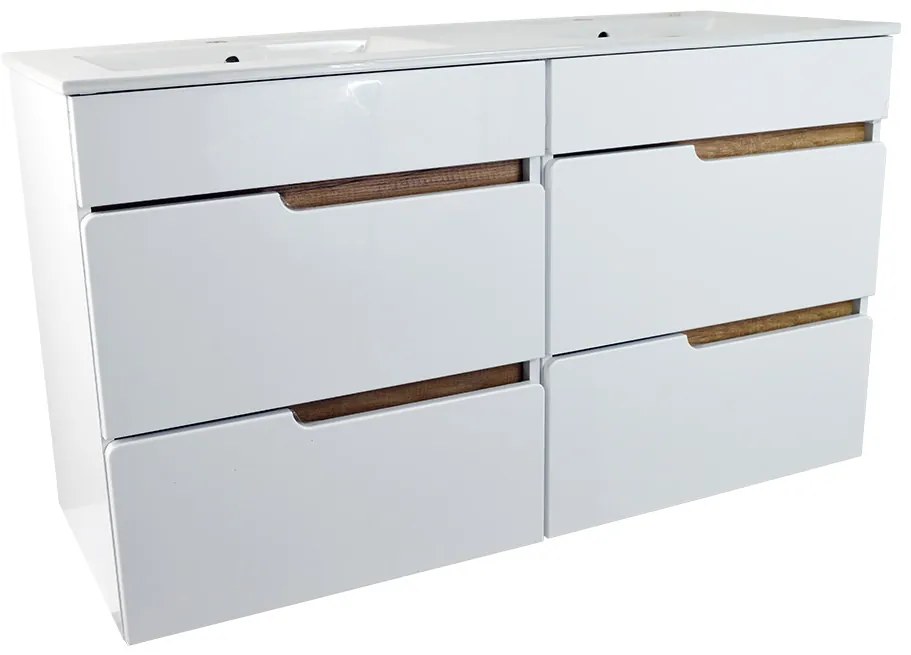 Comodo Koupelnová skříňka s keramickým dvojumyvadlem Spok 120-4Z