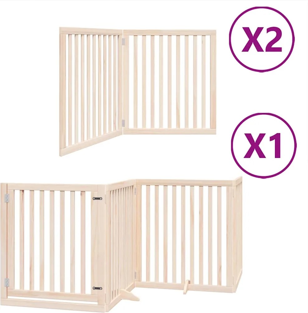 Zábrana pro psy s dvířky skládací 8 panelů 640 cm topol 3155670