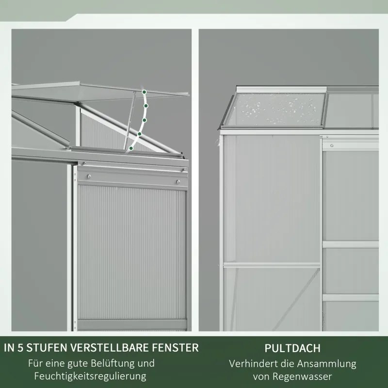 PEPU MM Handel  Skleník ke zdi polykarbonát 192 x 68 x 196 cm polykarbonát + hliník, barva: stříbrná  Hom Com