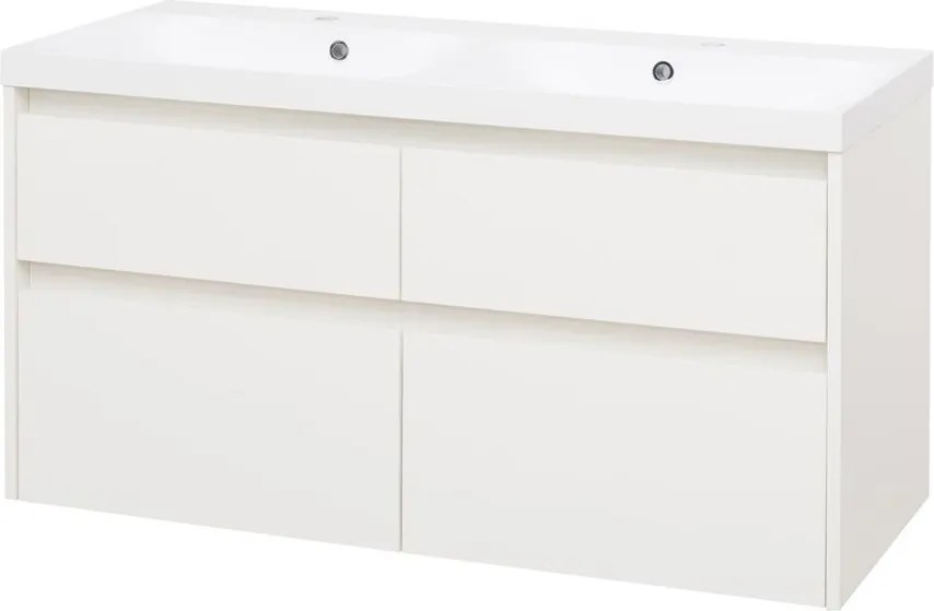 Mereo Mereo, Opto, koupelnová skříňka s umyvadlem z litého mramoru 121 cm, bílá, dub, bílá/dub, černá, CN913M