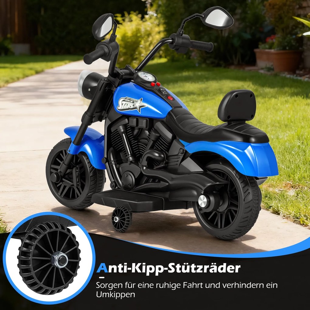 Costway 6 V dětský motocyklový chopper motorka s nožním pedálem s hudebním