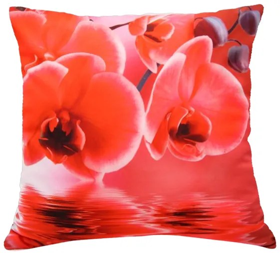 Polštář ČERVENÉ KVĚTY červená MyBestHome 40x40cm fototisk 3D motiv červené květy Varianta: Povlak na polštář, 40x40 cm