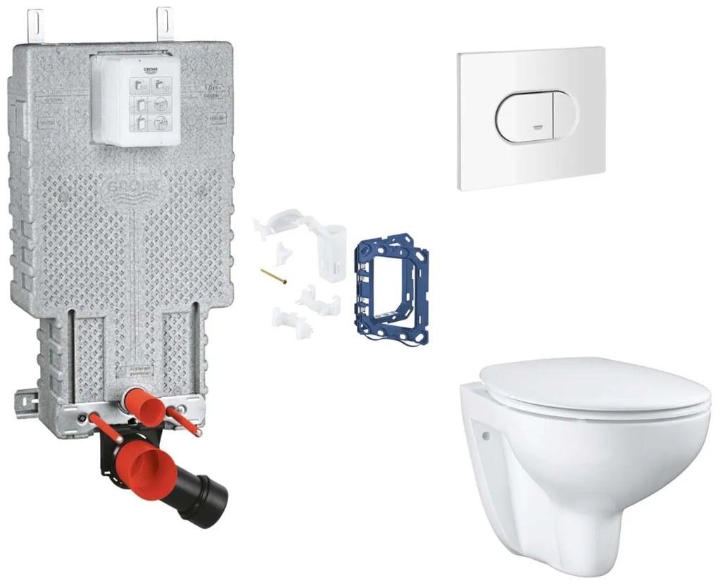 Grohe Uniset - Set předstěnové instalace, klozetu, sedátka SoftClose, tlačítka Arena Cosmopolitan a sady pro vhazování tablet, alpská bílá SANI15BB3119