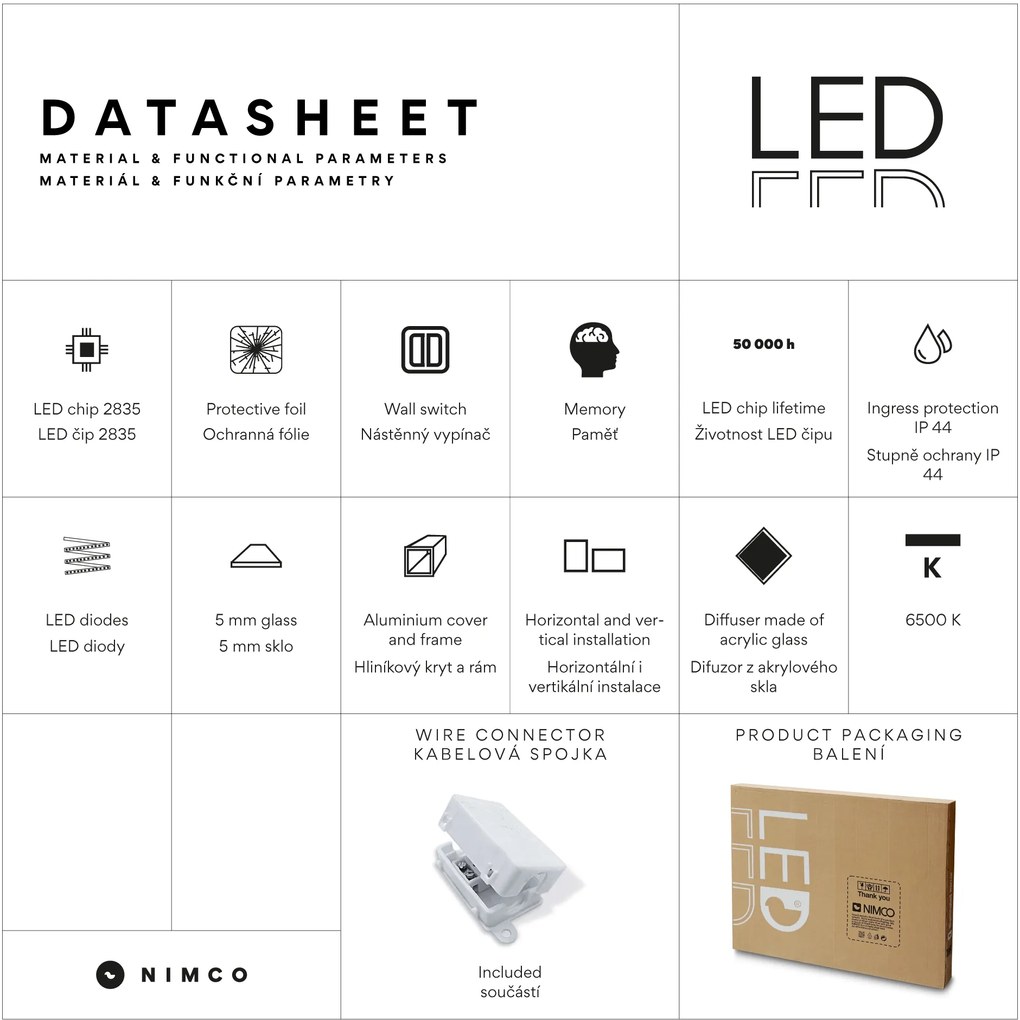 Zrcadlo do koupelny 60x80 s osvětlením v rozích NIMCO ZP 15002