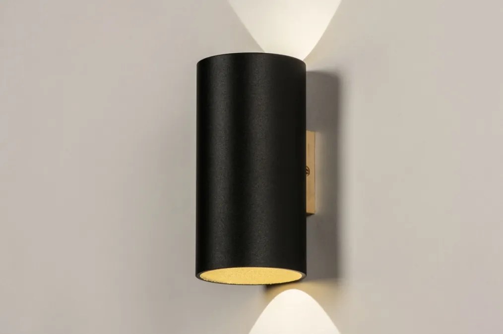 Nástěnné koupelnové designové svítidlo Baurne Black and Gold