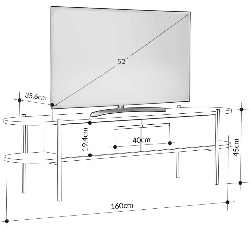 Industriální televizní stolek WHISPER, retro šedá / bílá