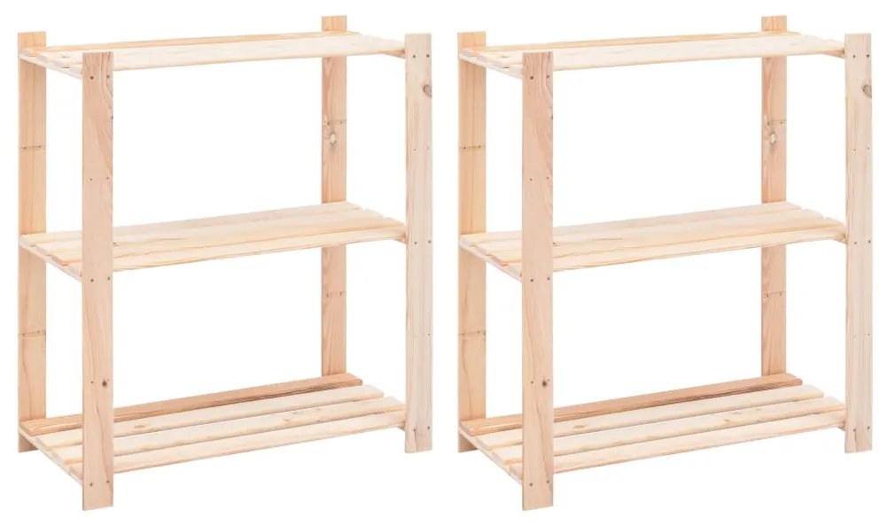 Regály 3 police 2 ks 80 x 38 x 90 cm masivní borovice 150 kg 3051117